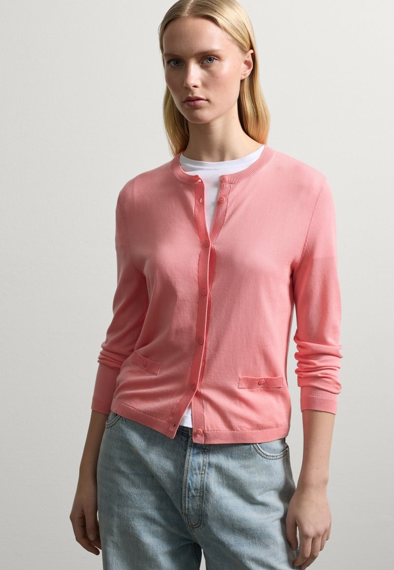 Stefanel SOLID WITH POCKETS - Cardigan - coral pink/fuxia - Zalando.it