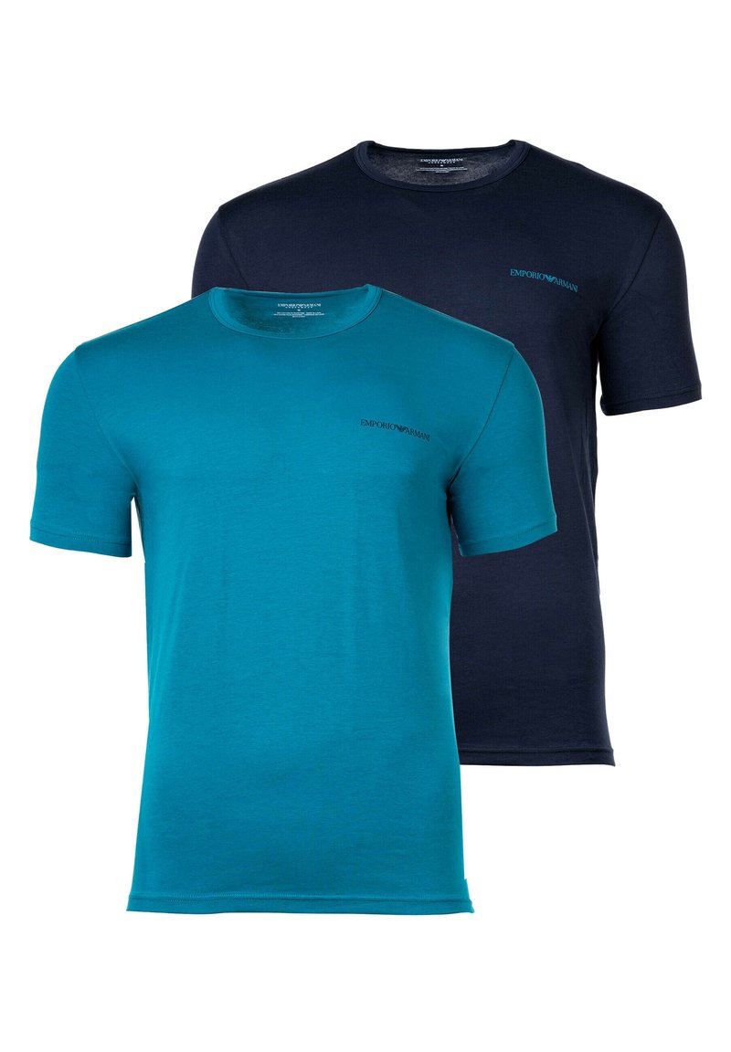 Emporio Armani 2 PACK KURZARM - Basic T-shirt - dunkelblau türkis/dark ...