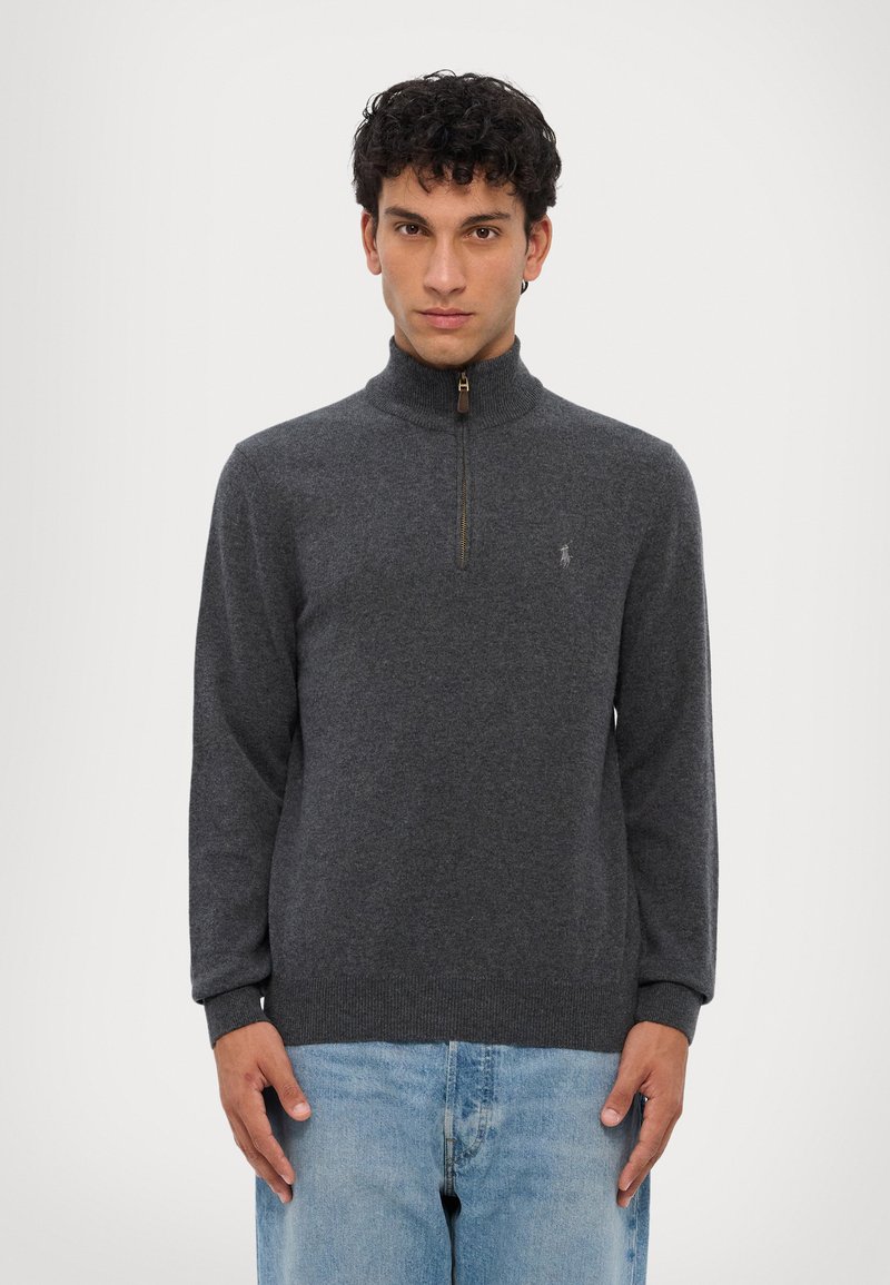 Polo Ralph Lauren Wool Quarter Zip Jumper Jumper Dark Charcoal 2259