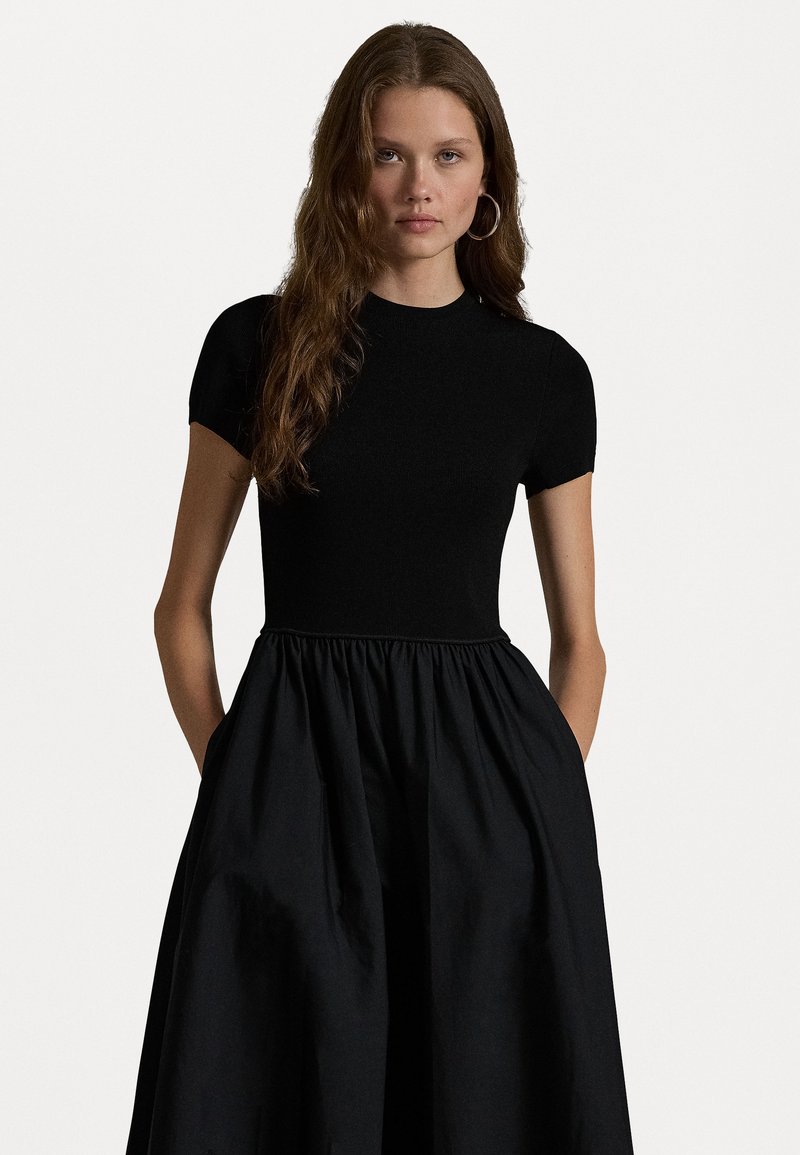 Polo Ralph Lauren SWEATER-BODICE SHORT-SLEEVE DRESS - Freizeitkleid - black/schwarz - Zalando.de