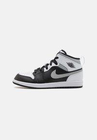 Jordan JORDAN 1 MID UNISEX - Ghete baschet - black/white/light smoke ...