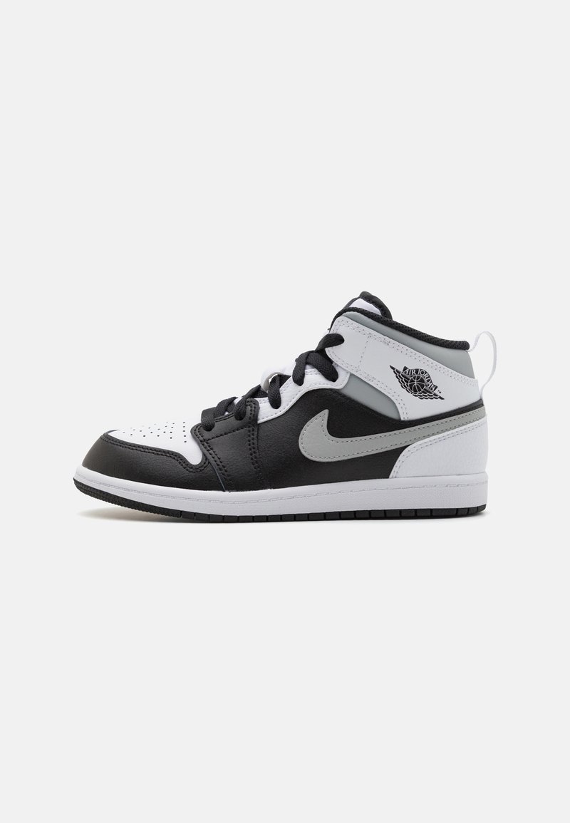 Jordan JORDAN 1 MID UNISEX - Basketsko - black/white/light smoke grey ...