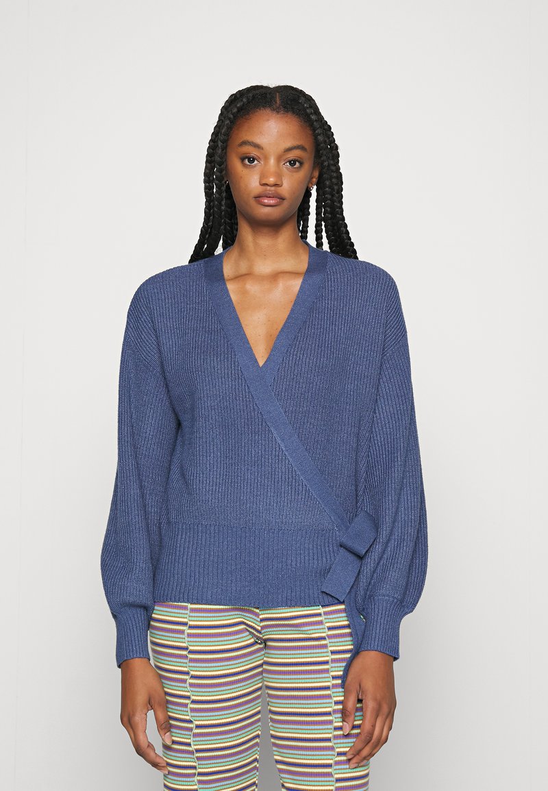 Object OBJMALENA WRAP CARDIGAN - Jumper - bijou melange/blue - Zalando.ie