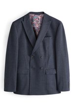 Next CHECK DOUBLE BREASTED SLIM FIT - Sacou - navy blue/albastru ...