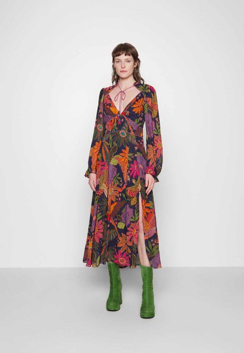 Farm Rio COOL MACAW MIDI DRESS - Day dress - cool macaw navy blue/multi ...