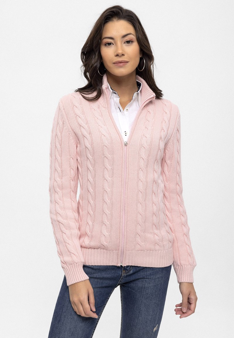 Felix Hardy CABLE FULL ZIPPER - Chaqueta de punto - pink/rosa - Zalando.es