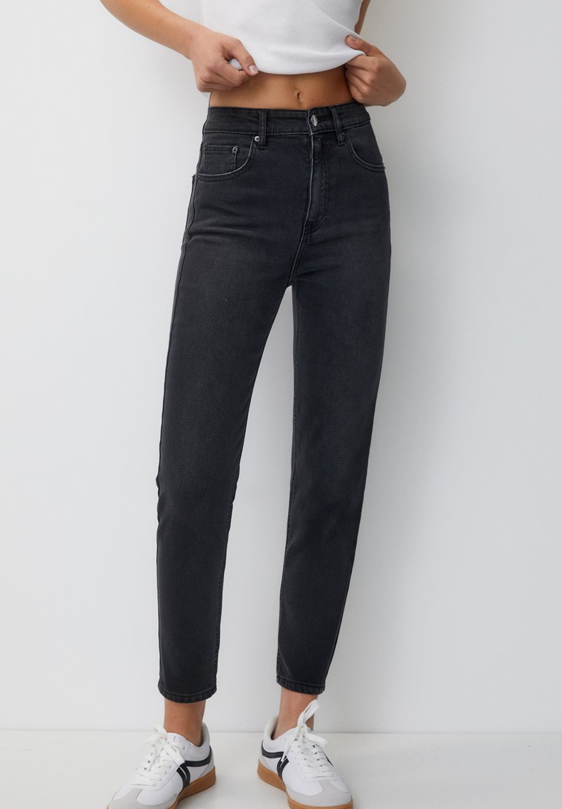 PULL&BEAR BASIC MOM COMFORT - Straight leg jeans - black/zwart - Zalando.nl