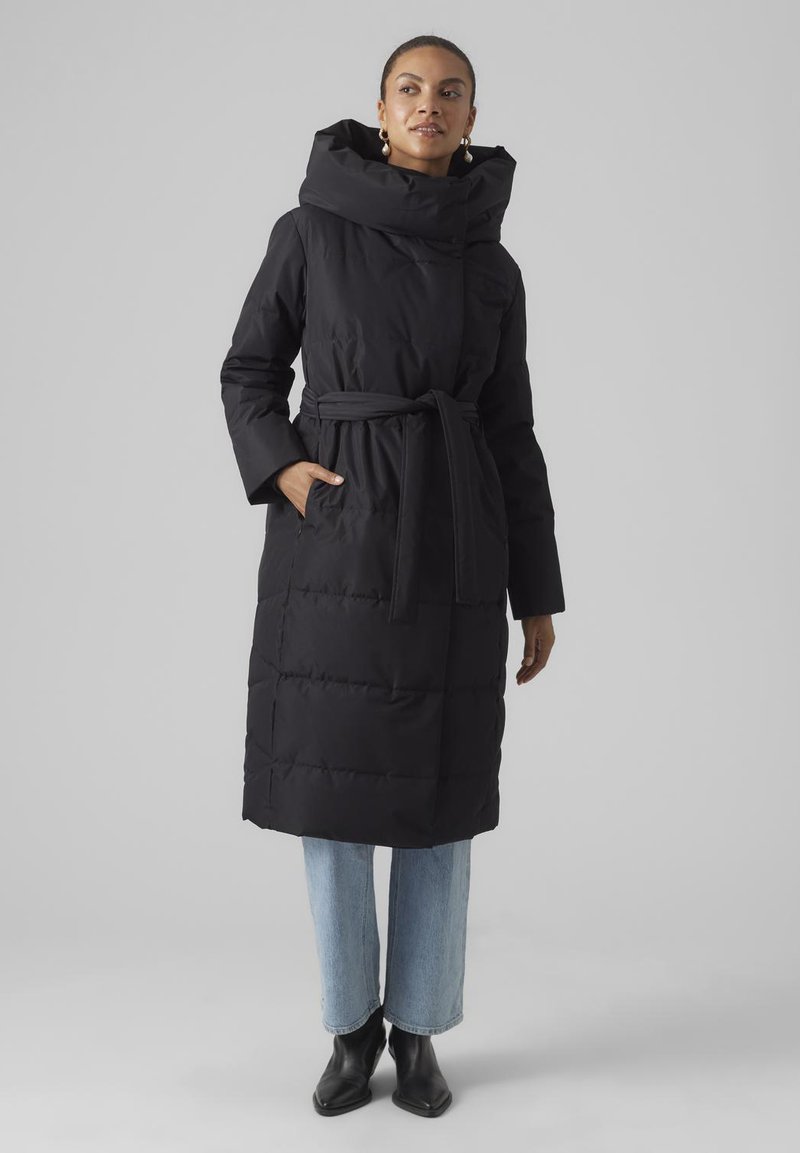Vero Moda VMLEONIE LONG DOWN JACKET - Pūkinė striukė - black/juoda ...