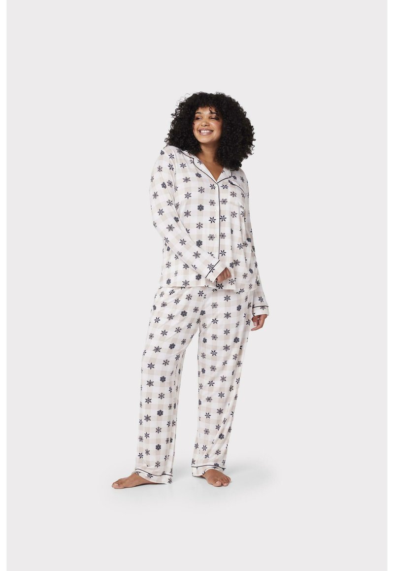 Chelsea Peers GINGHAM SNOWFLAKE PRINT PYJAMA SET - Pyjama - off white ...
