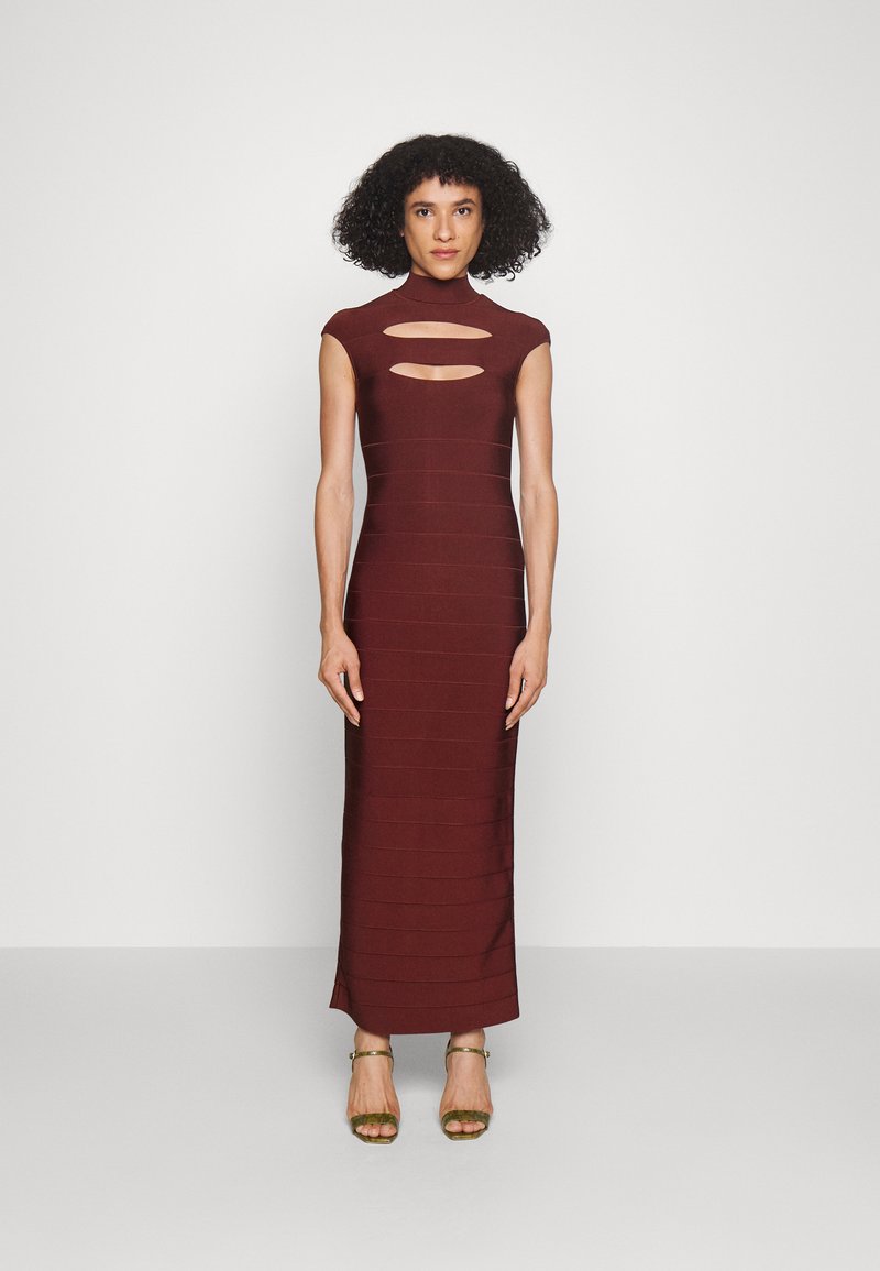 Hervé Léger ICON CAP SLEEVE CUT OUT GOWN - Strickkleid - mahogany ...
