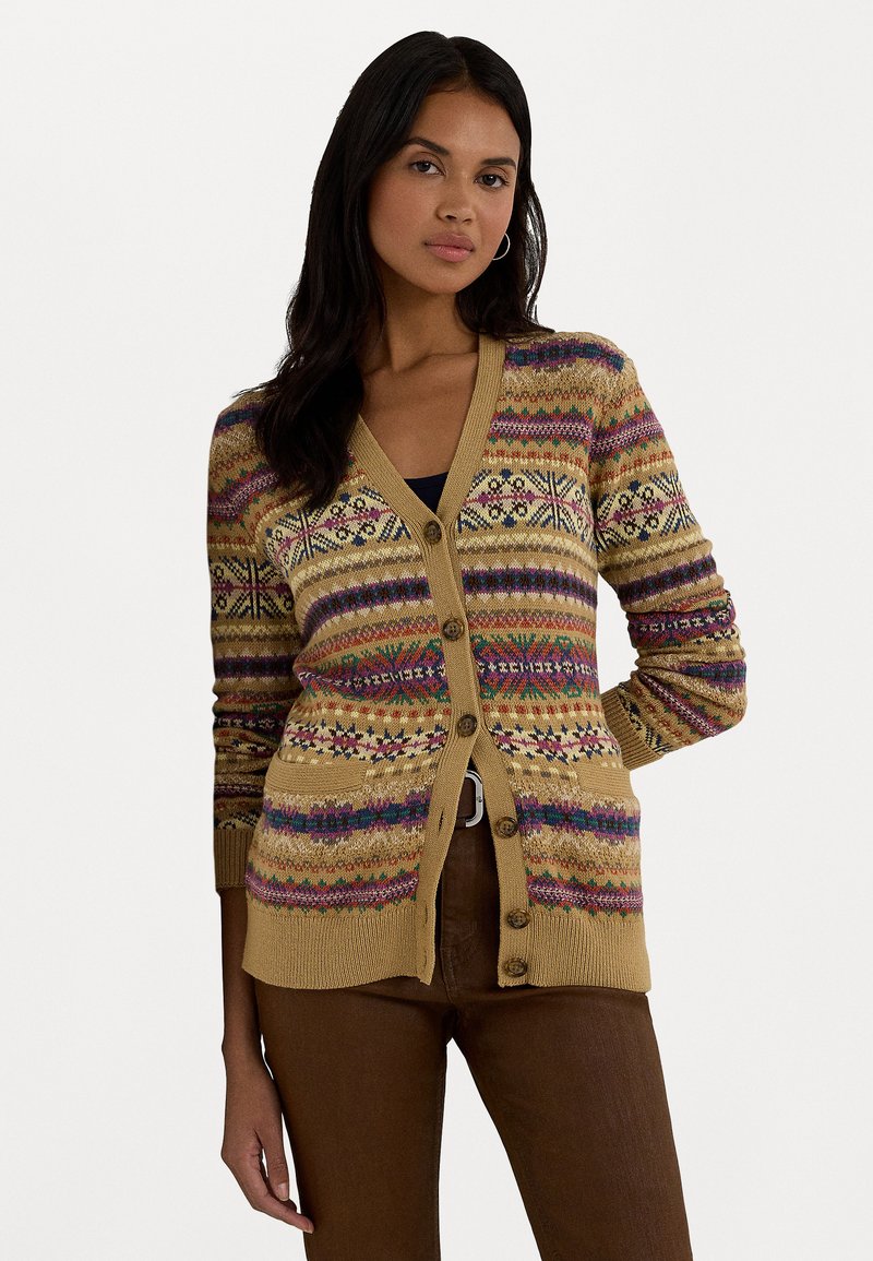 Lauren Ralph Lauren FAIR ISLE COTTON LINEN V NECK CARDIGAN - Cardigan ...