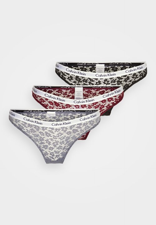 Calvin Klein Underwear THONG 3 PACK - Stringit - black/white/pastel ...