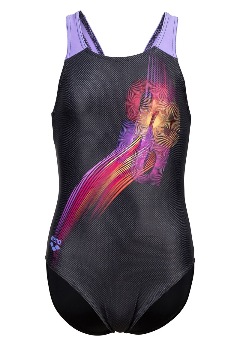 Arena FEEL PARROT V BACK - Swimsuit - black\dark lavanda/black - Zalando.de