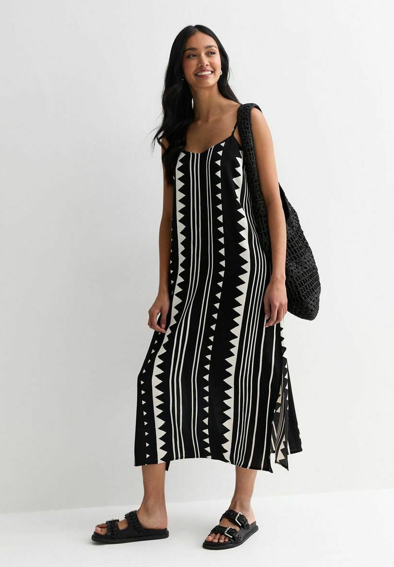 New Look ABSTRACT STRAPPY SPLIT - Day dress - black pattern/black - Zalando