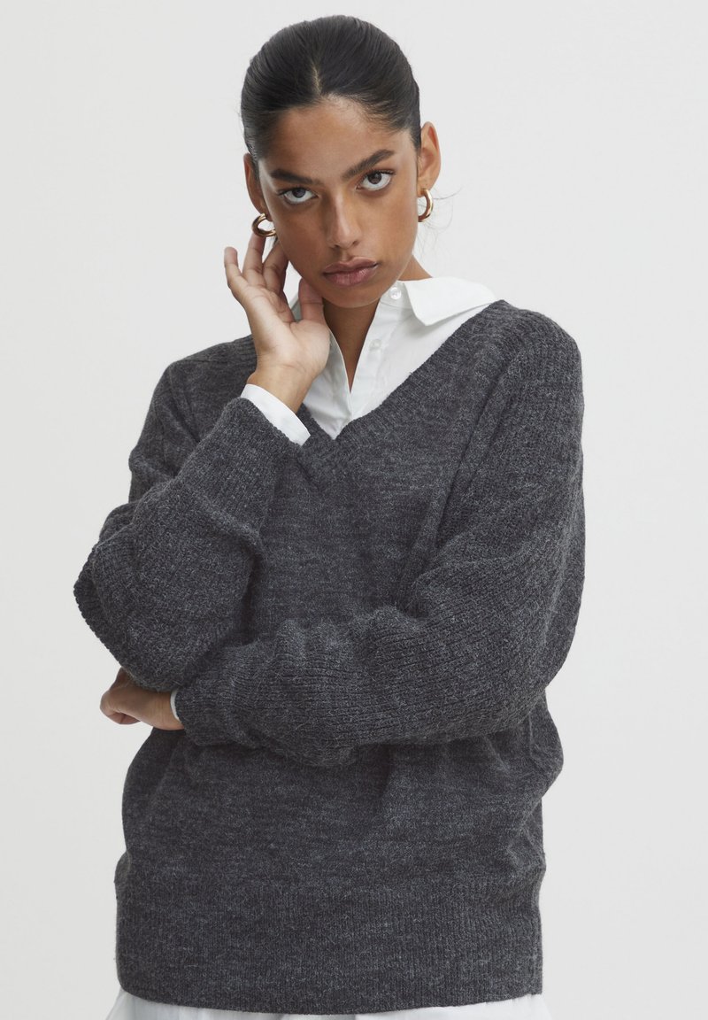 ICHI IHNovo - Trui - dark grey melange/antraciet - Zalando.nl