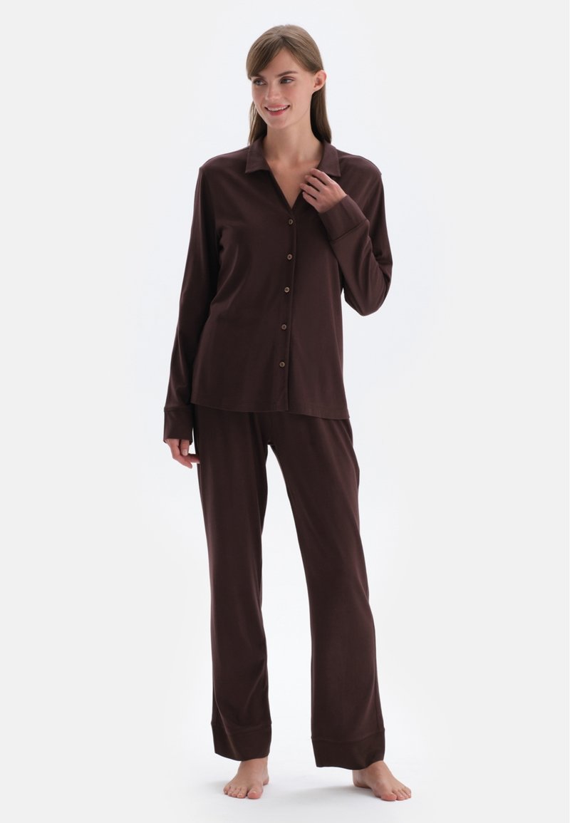 DAGI LONG SLEEVE REGULAR SET - Pyjama set - dark brown - Zalando.ie