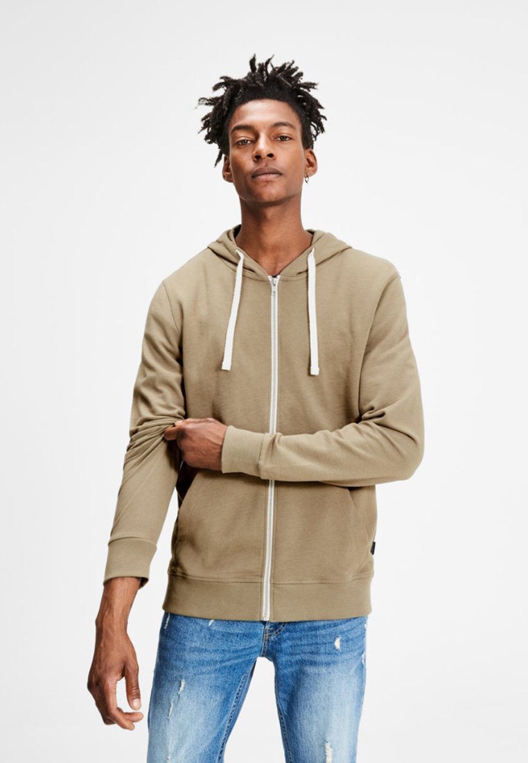 Jack & Jones JORHOLMEN - Sweatjacke - beige / brindle/dunkelgrau ...