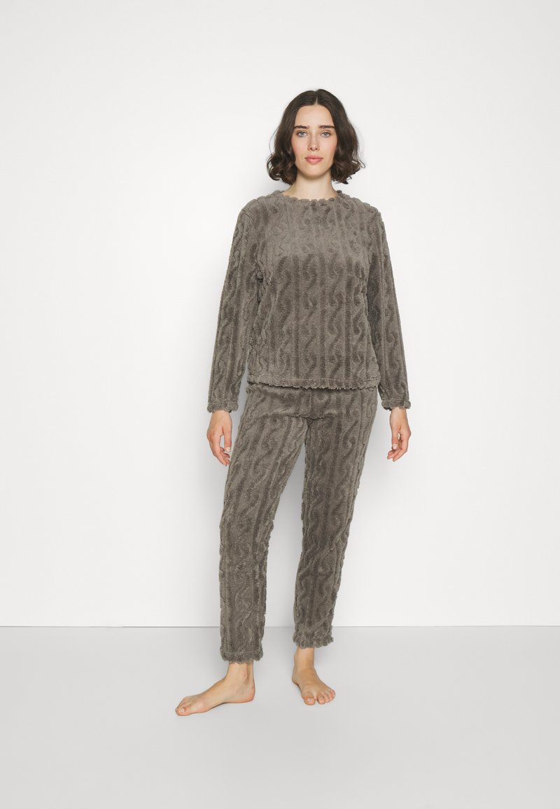 ONLY ONLCAISA NIGHTWEAR - Pijama - dark grey melange/gris claro ...