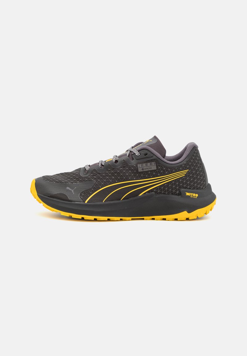 Puma FAST TRAC NITRO GTX - Trail running shoes - black/yellow sizzle ...