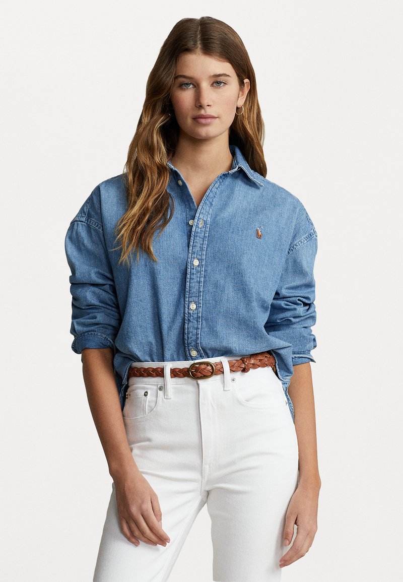 Polo Ralph Lauren WIDE CROPPED DENIM SHIRT - Button-down blouse - zaia ...