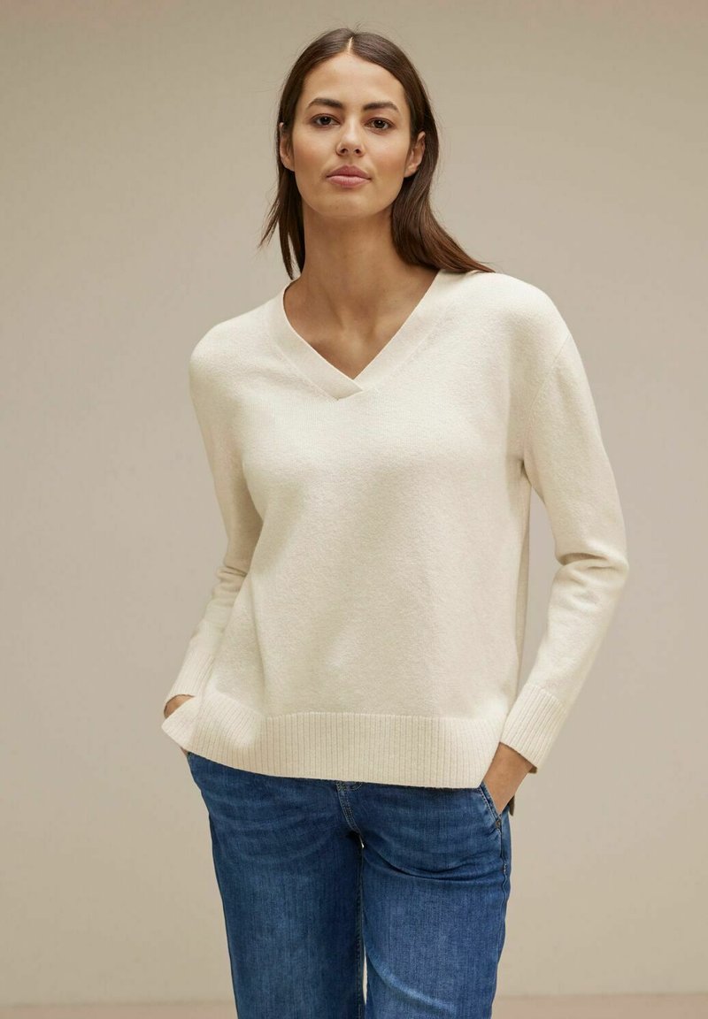 Street One MIT V-NECK - Pullover - weiß/blanc - ZALANDO.FR