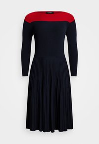 Lauren Ralph Lauren Woman TWO TONE POINTELLE KNIT DRESS - Sarafanas - navy/festive red/tamsiai ...