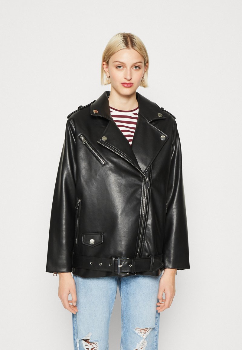 Cotton On OVERSIZED BIKER JACKET - Kunstnahast jakk - black/must ...
