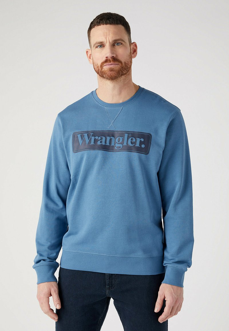Wrangler SEASONAL CREW - Sweater - captains blue/blauw denim/bluedenim ...