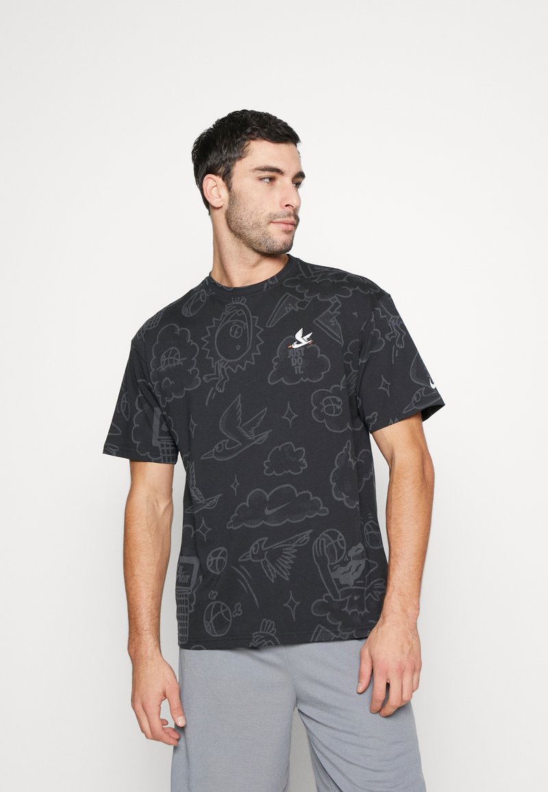 Nike Performance TEE MAX BBALL - Print T-shirt - black - Zalando