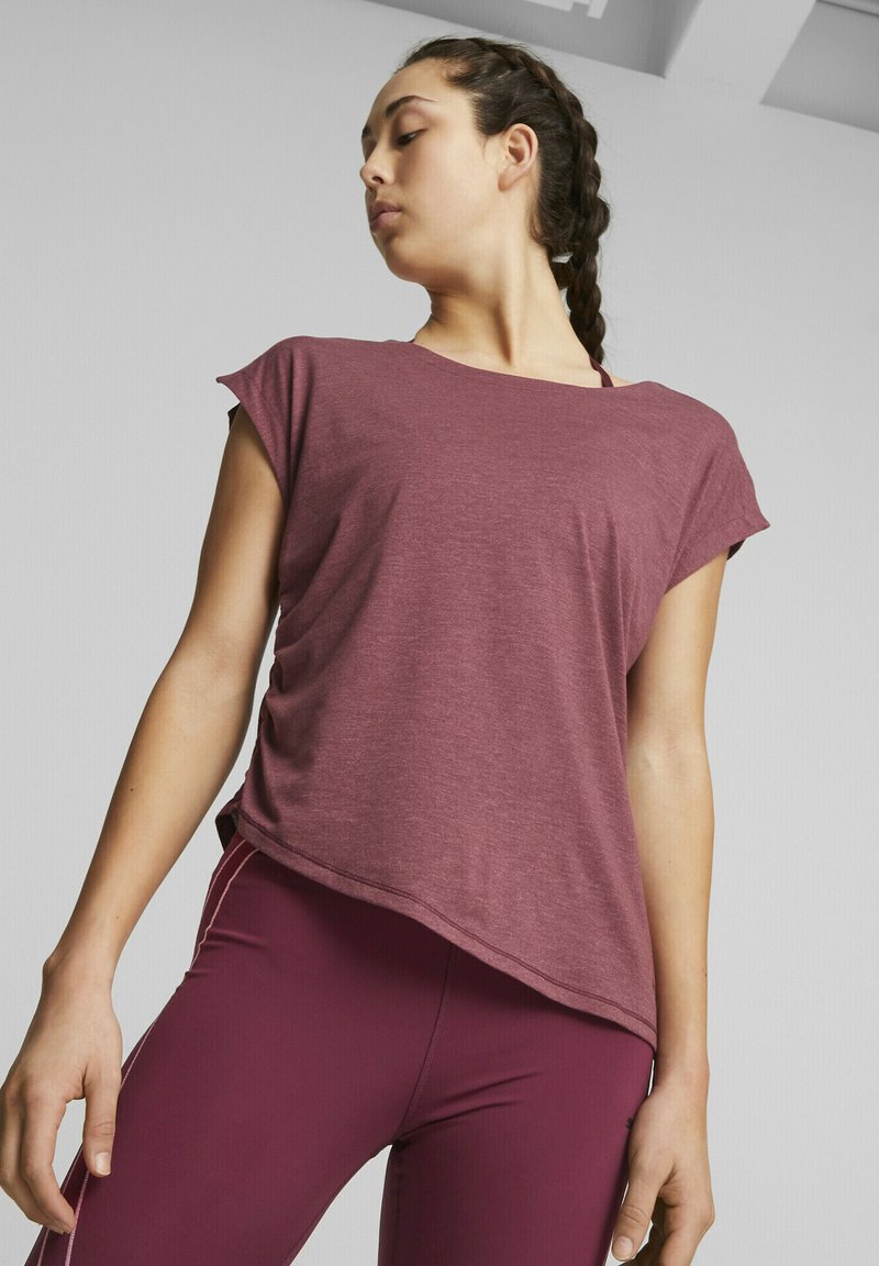 Puma STUDIO FOUNDATION - Sport T-Shirt - dark jasper heather/rot ...