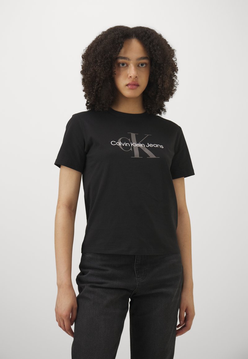Calvin Klein Jeans MONOLOGO CREW NECK TEE - Camiseta estampada - black beauty/negro - Zalando.es