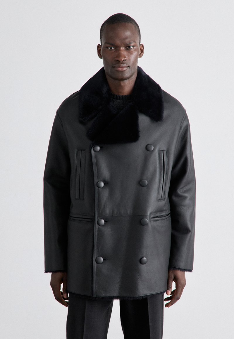 Emporio Armani CABAN - Giacca di pelle - dark navy/blu scuro - Zalando.it