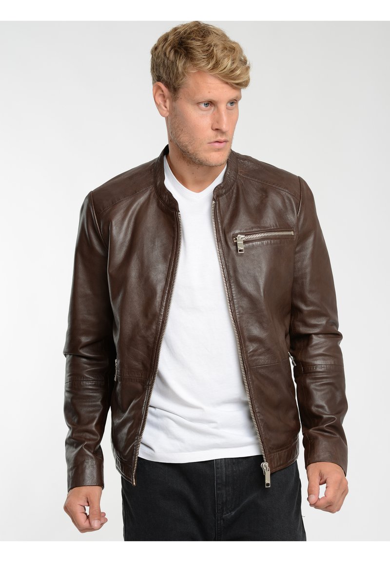 Maze SCHLICHT 42020524 - Leather jacket - dark brown - Zalando.de