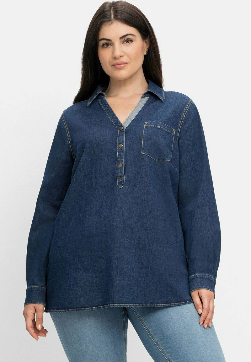 Sheego Tunika - dark blue denim/dark-blue denim - Zalando.de