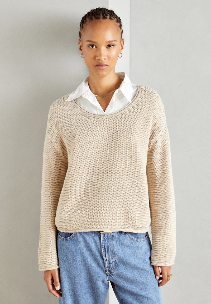 Marc O'Polo LONGSLEEVE ROUNDNECK - Strickpullover - dusty field/beige ...