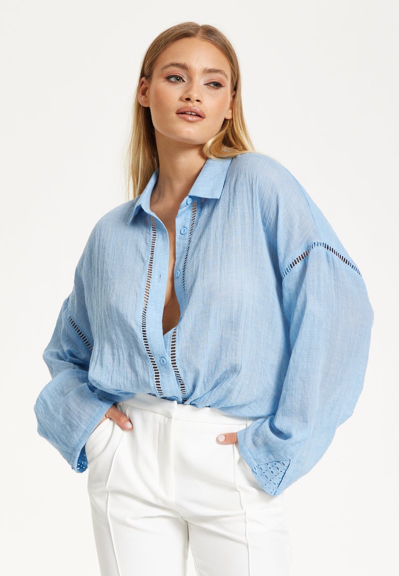 Liquorish SHEER - Button-down blouse - blue - Zalando.co.uk