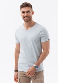 Ombre SET OF THREE Z29 - T-shirt basic - navy blue/light grey/burgundy/bordeauxrood - Zalando.nl