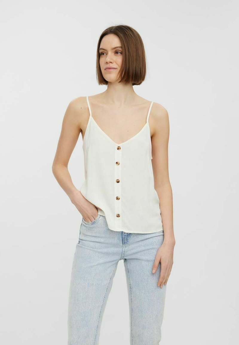 Vero Moda VMVICA BUTTON SINGLET WVN GA NOOS - Top - snow white/wit ...