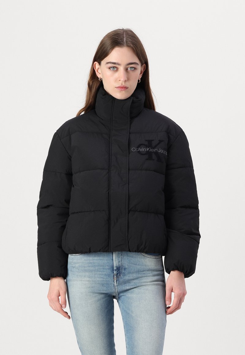 Calvin Klein Jeans MONOLOGO PUFFER - Bomber Jacket - black - Zalando