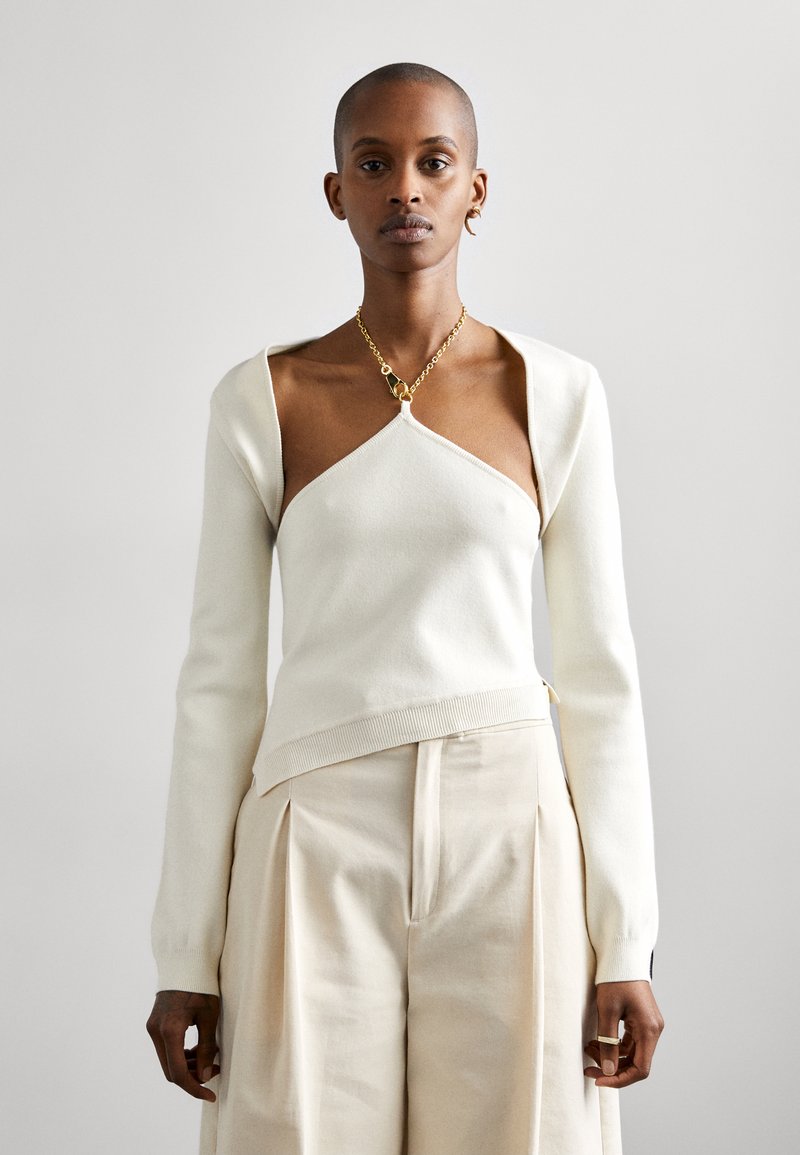 ROKH CHAIN HALTER NECK WITH SLEEVE - Top - ivory/off-white - Zalando.de