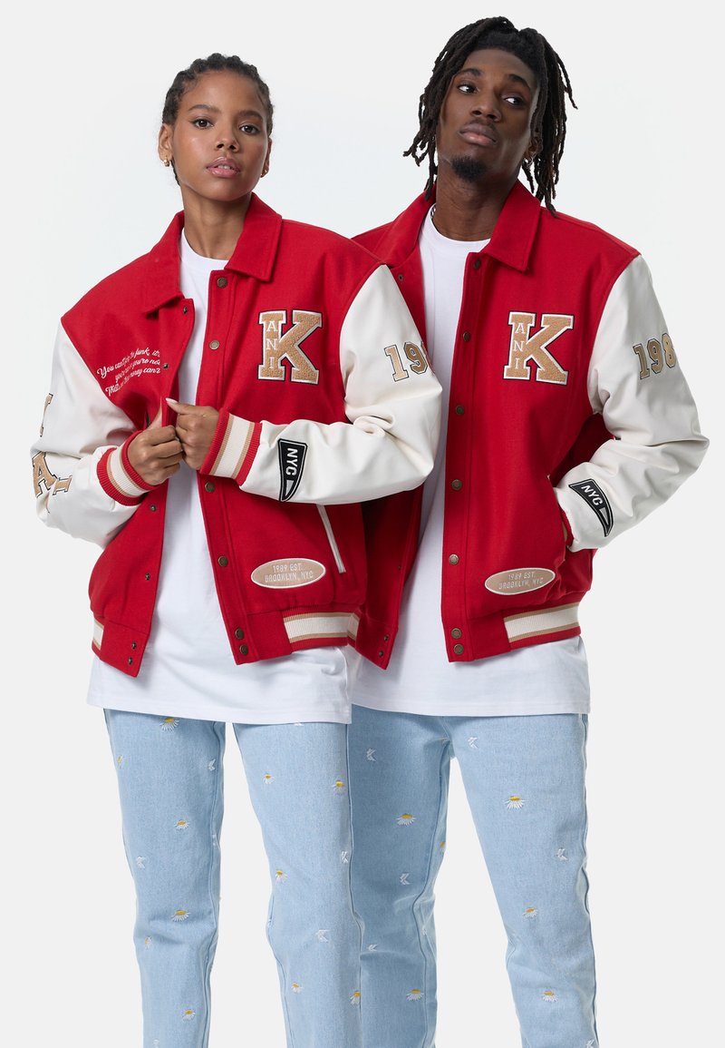 Karl Kani RETRO PATCH BLOCK COLLEGE JACKET UNISEX - Bombertakki - red ...