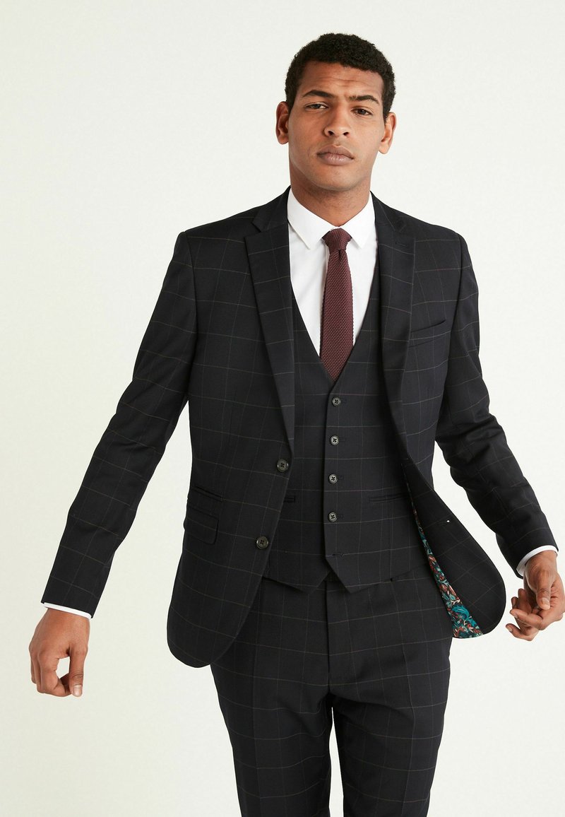 Next WOOL BLEND CHECK - Suit jacket - black - Zalando
