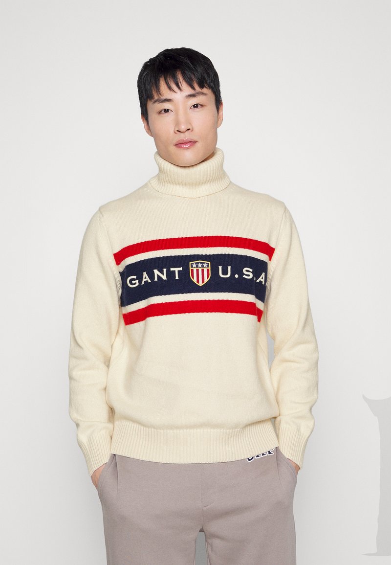 GANT BANNER SHIELD ROLLNECK - Strickpullover - vintage cream/offwhite ...