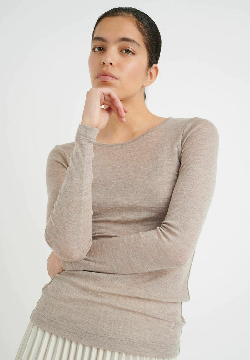 InWear FANGIW LS - Longsleeve - oatmeal melange/lichtbruin mêleerd ...