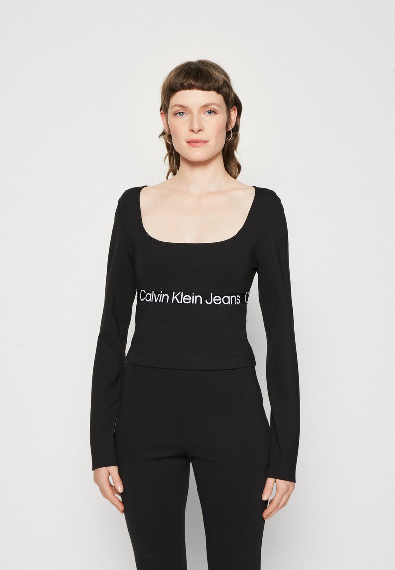 Calvin Klein Jeans Logo Elastic Milano Langærmet T Shirt Black Sort