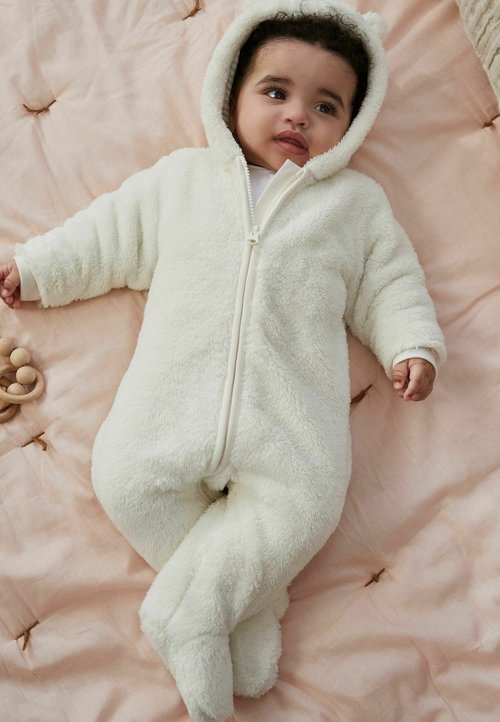 Next COSY FLEECE BEAR BABY PRAMSUIT - Strampler - ecru cream/beige ...