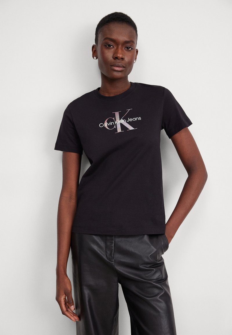 Calvin Klein Jeans DIFFUSED MONOLOGO REGULAR TEE - Camiseta estampada - black/negro - Zalando.es