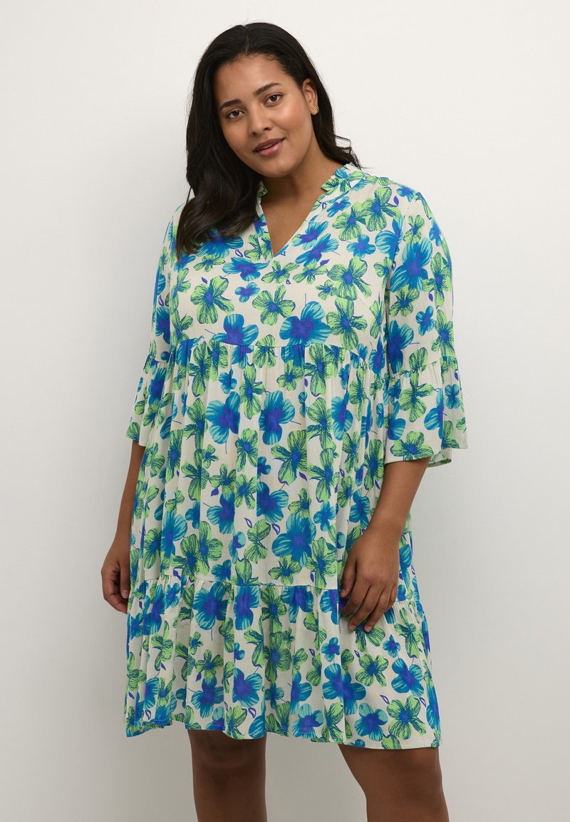 Kaffe Curve KCLISA - Robe de jour - green and blue digital flower/vert ...