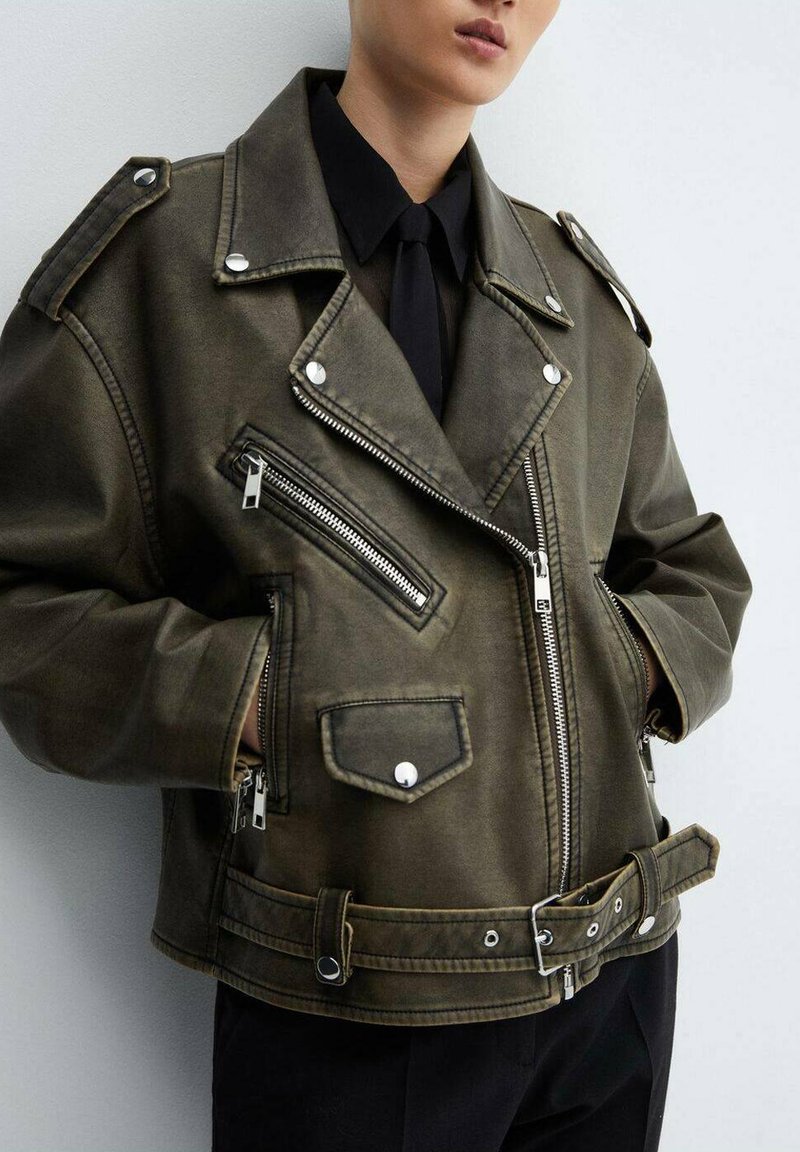 Mango AURORA - Faux leather jacket - dark grey - Zalando.co.uk