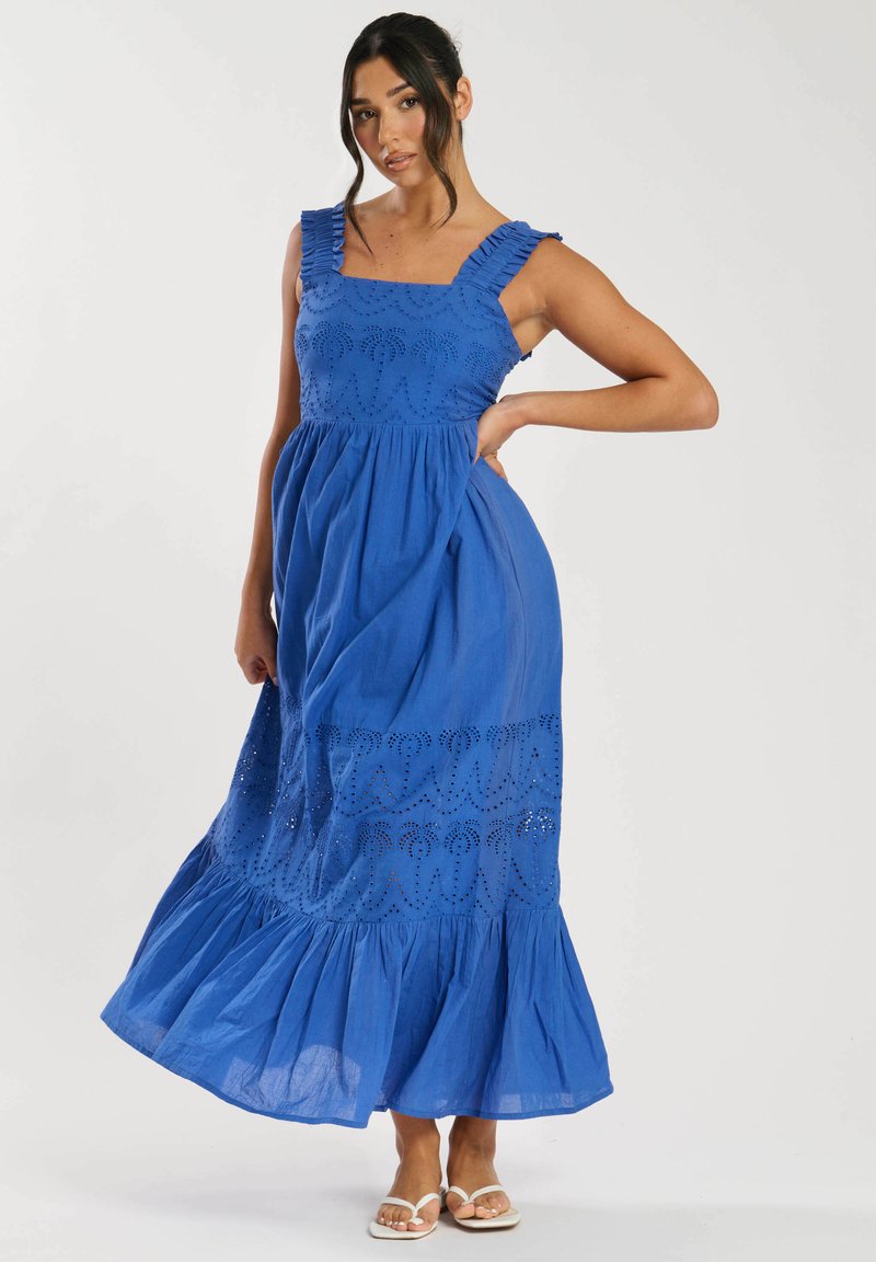 South Beach BRODERIE TIE PALM MAXI - Vestido largo - blue/azul - Zalando.es